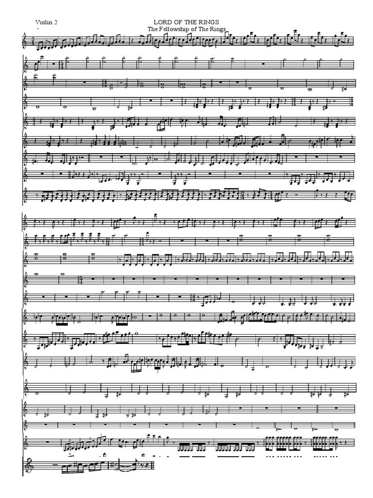 Violin 2 Sheet Music: LOTR | PDF