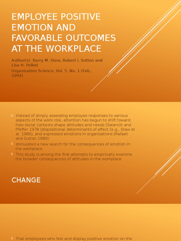 Employee Positive Emotion and Favorable Outcomes at The | PDF ...