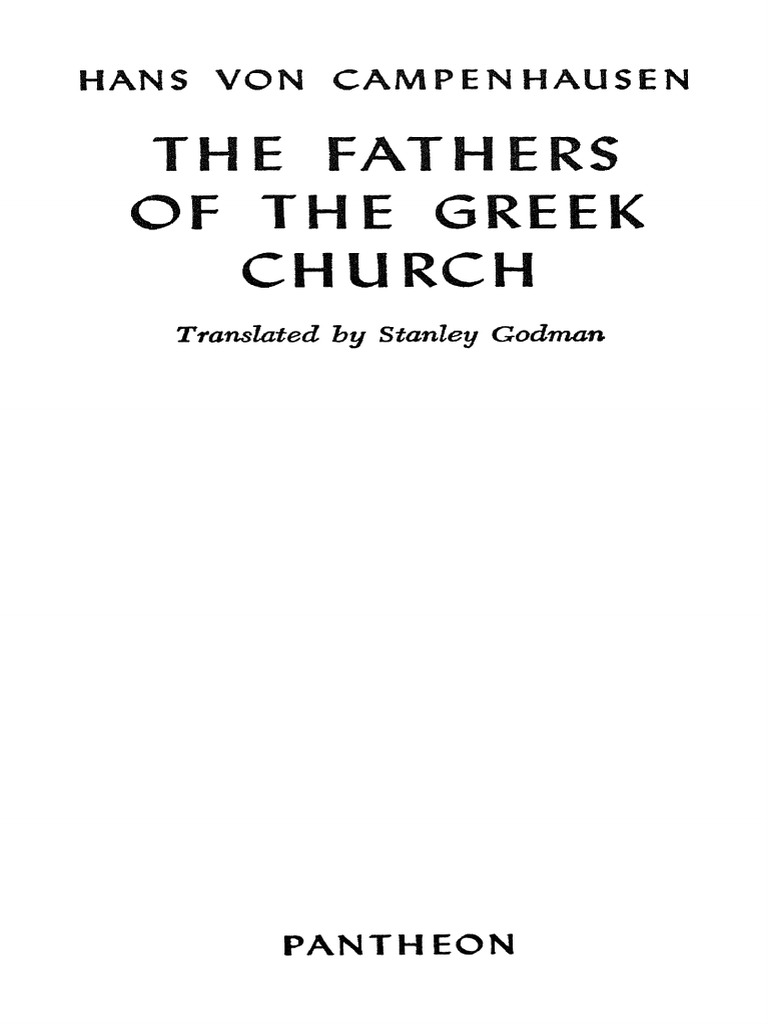 Fathers of The Greek Church Von Campenhausen | PDF | Irenaeus | Church ...