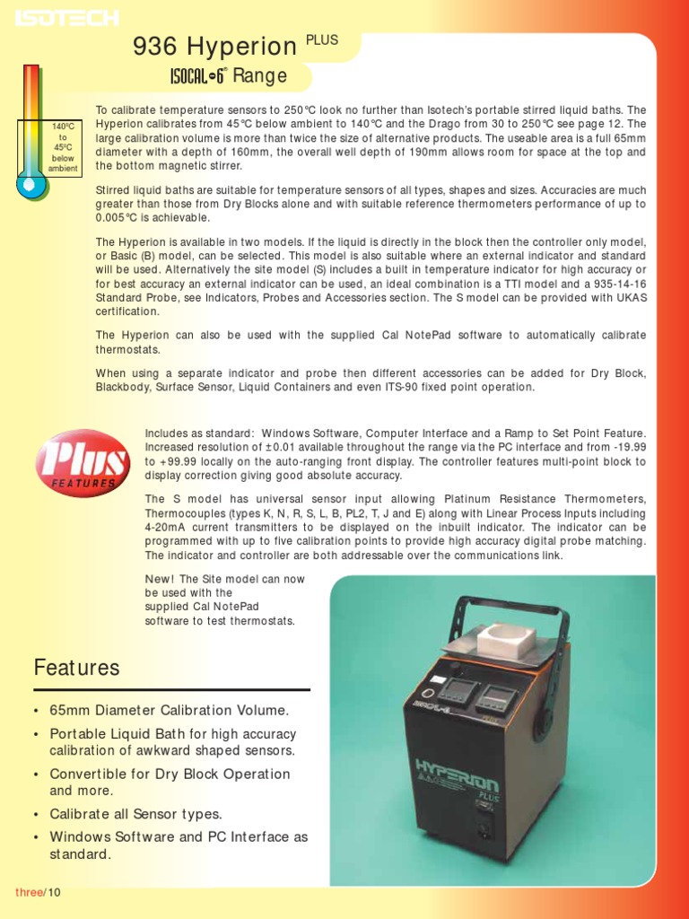 Portable Liquid Baths - Hyperion Model 936 PDF | PDF | Thermometer | Celsius
