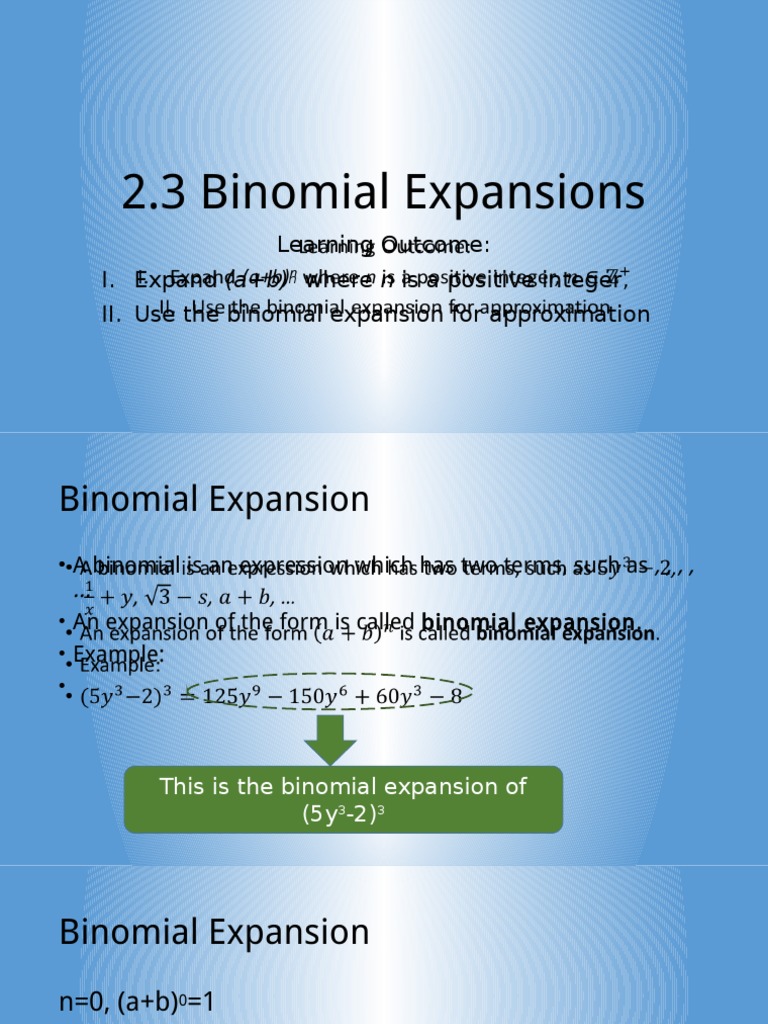 2.3 Binomial Expansions | PDF | Combinatorics | Teaching Mathematics