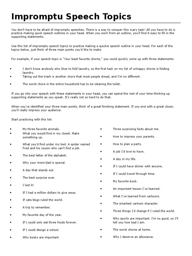 Impromptu Speech | Argument | Reason