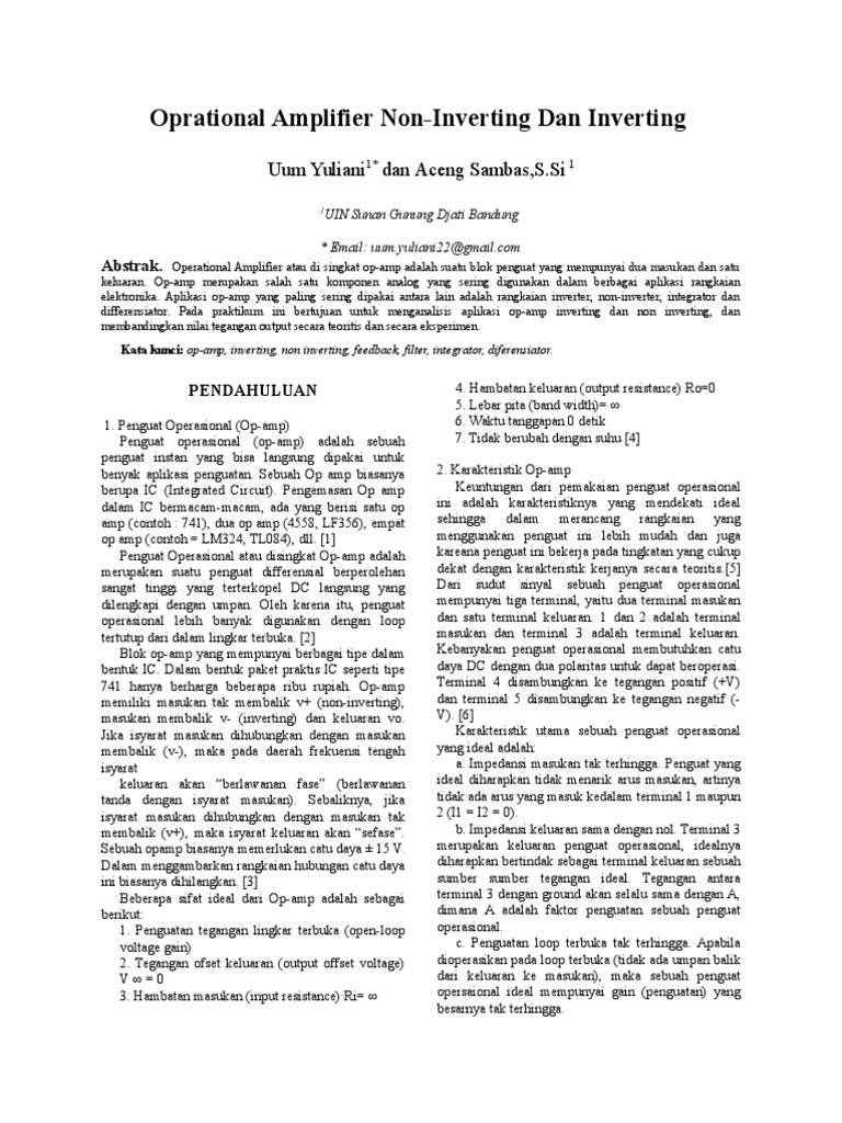 Oprational Amplifier Non-Inverting Dan Inverting | PDF