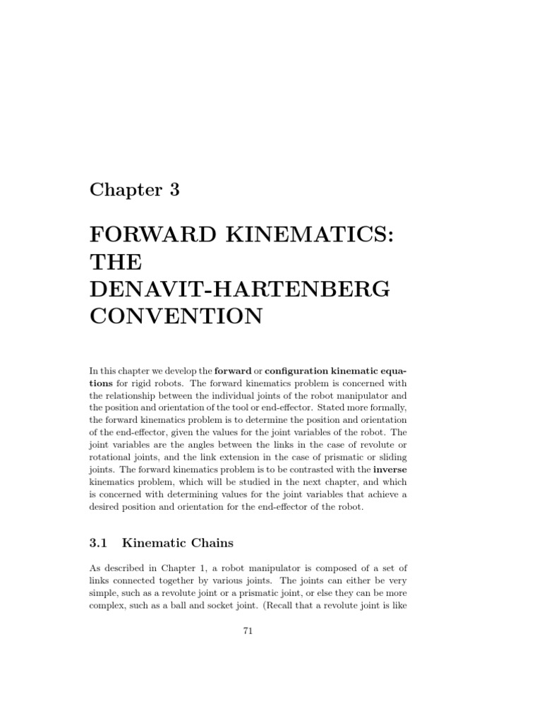 Chap3 Forward Kinematics | PDF | Cartesian Coordinate System | Kinematics