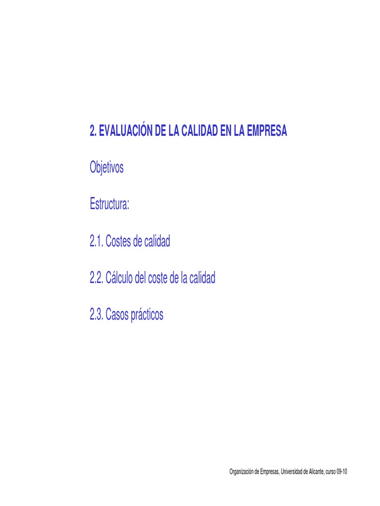 Costos de Fallas Internas, Externas. Costo Evaluación y Prevención ...