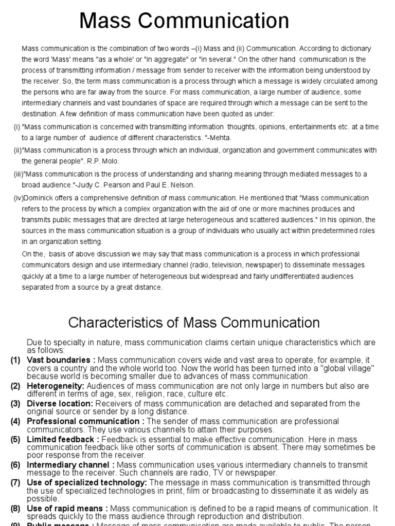 Mass Communication | PDF | Mass Media | Persuasion