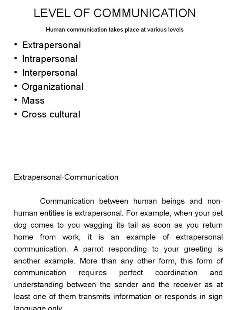 Level of Communicaitn | PDF | Interpersonal Communication ...