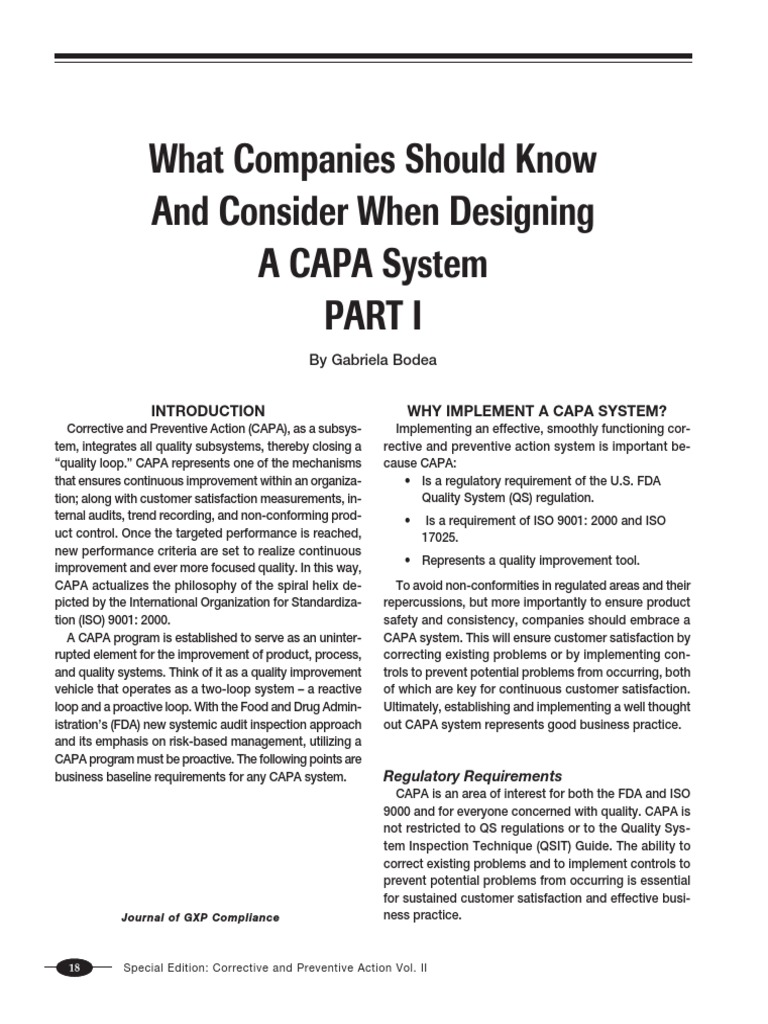 Designing an Effective CAPA System | PDF | Quality Management System ...
