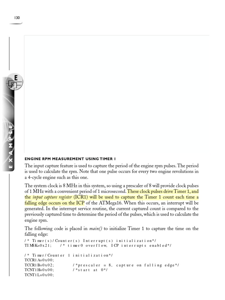 Engine RPM Measurement Using Timer 1 (Embedded C Programming and The Atmel Avr) | PDF | Timer ...
