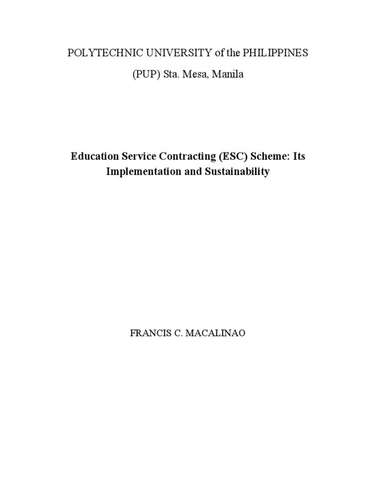 Education Service Contracting (ESC) Scheme Questionnaire Edited.. | PDF ...