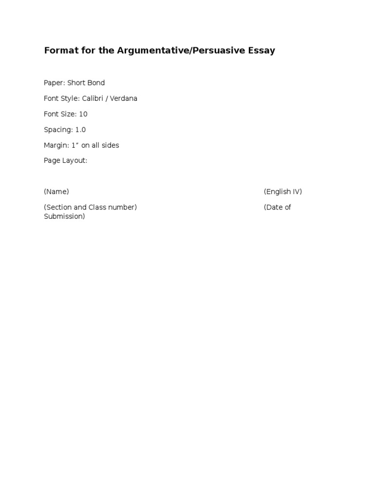 Argumentative Essay Formatting Guide | PDF | Language Arts & Discipline