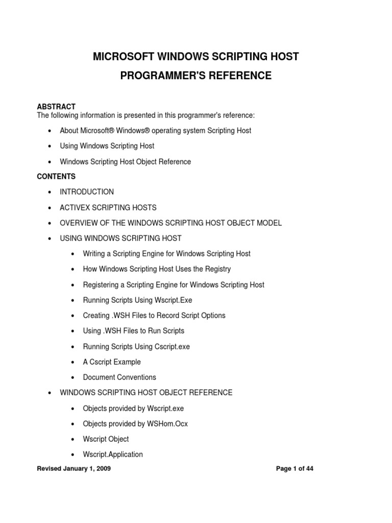 Windows Scripting Host Programmer's ReferenceProgrammer's Reference | PDF | Command Line ...