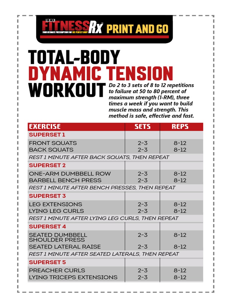 Fitrx Dynamic Tension Workout Chart | PDF
