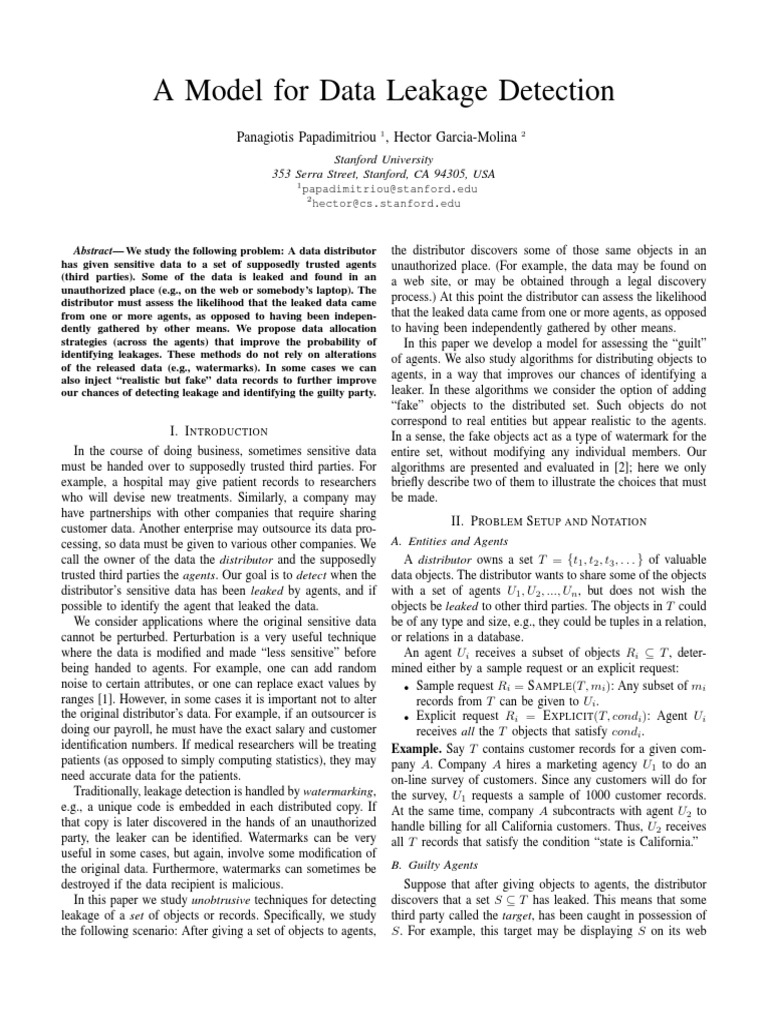 Data Leakage Detection Formulae Lists | PDF | Mathematical Optimization | Algorithms