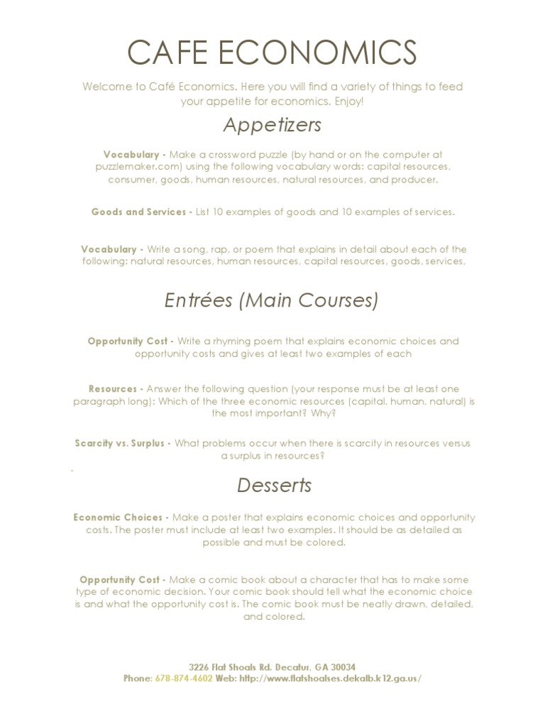 Economics Activities for Students | PDF