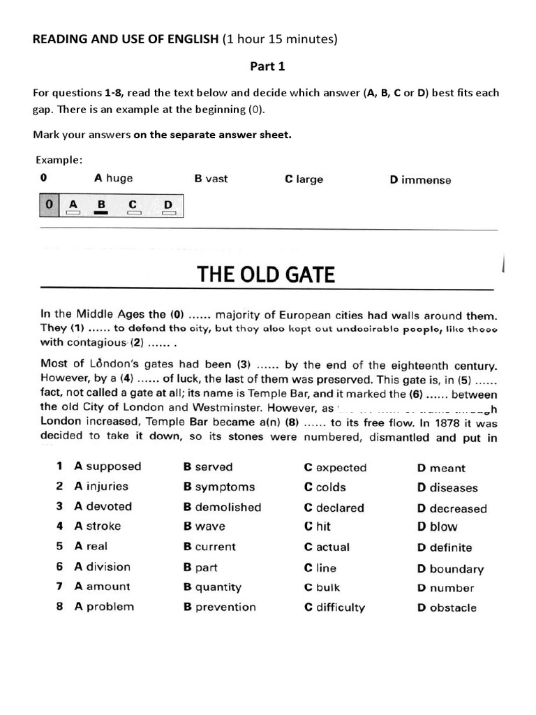 FCE Test Adapted 2015 | PDF | Test (Assessment)