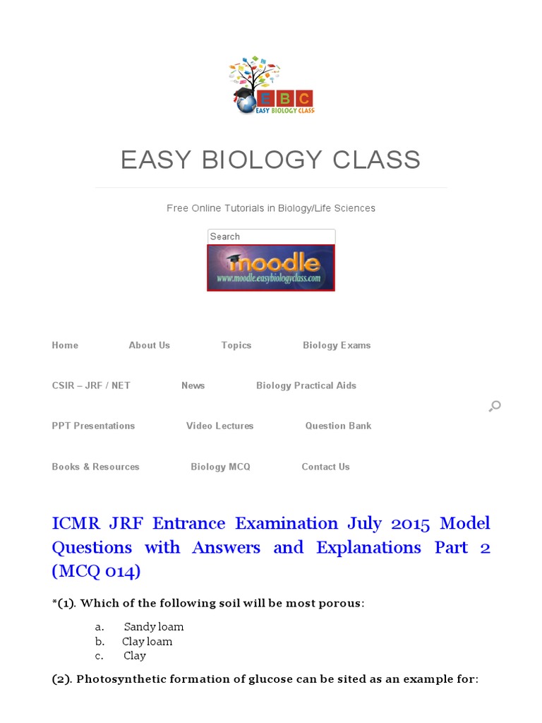 ICMR JRF Life Science Model Questions | PDF | Operon | Life Sciences
