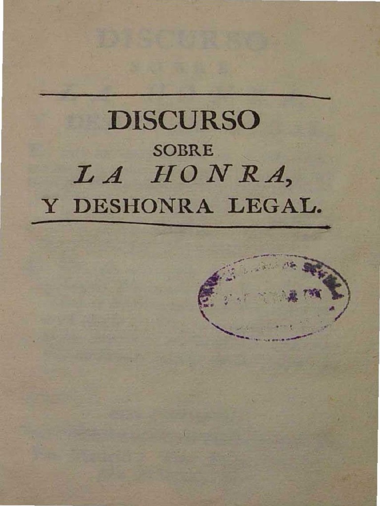 Discurso Sobre La Honra Y La Deshonra Legal | PDF