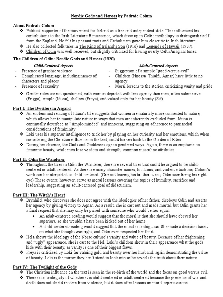 Nordic Gods and Heroes Handout | PDF | Norse Mythology | Odin