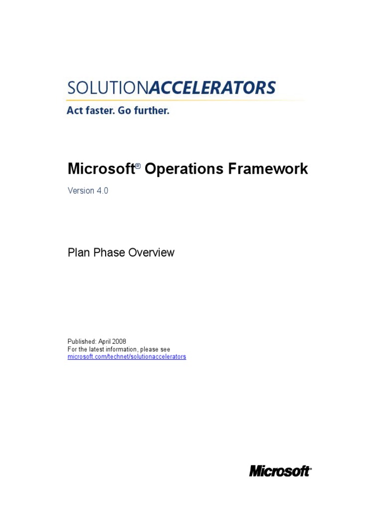 Microsoft Operations Framework: Plan Phase Overview | PDF | Strategic ...