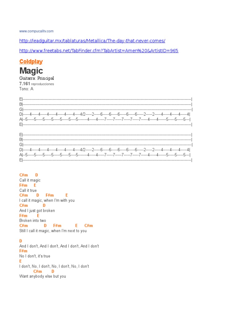 Magic Guitar Chords and Tabs | PDF | Technology & Engineering