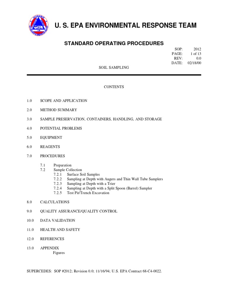 EPA Soil Sampling Standard Procedures | PDF