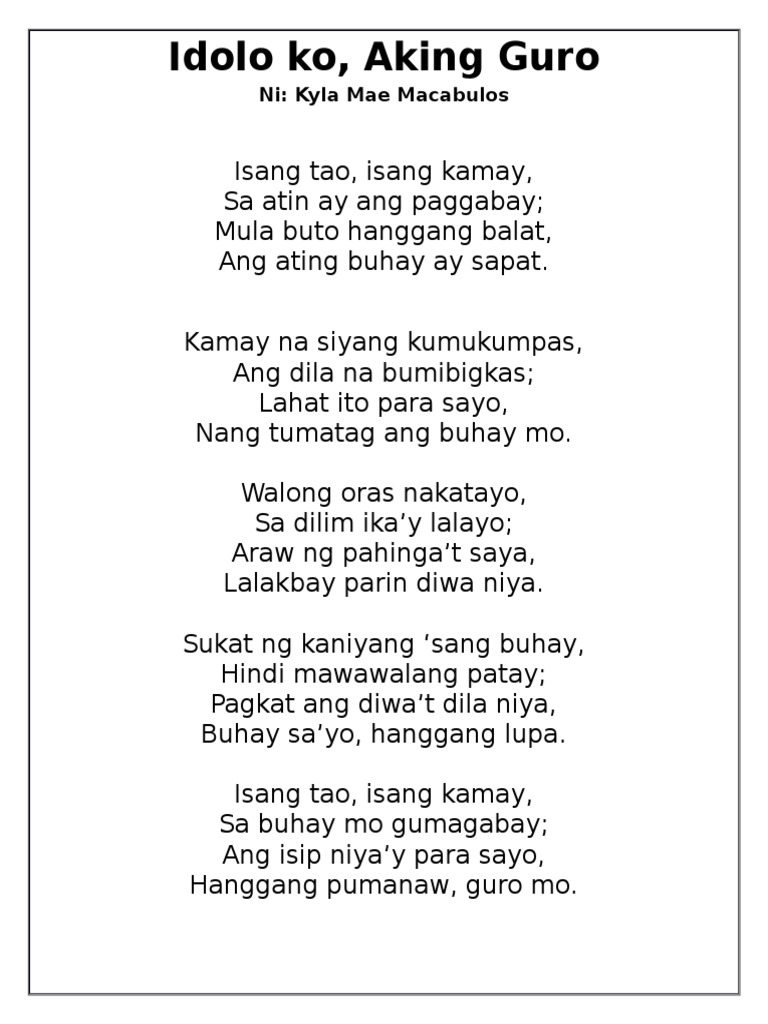 Tula in Filipino | PDF