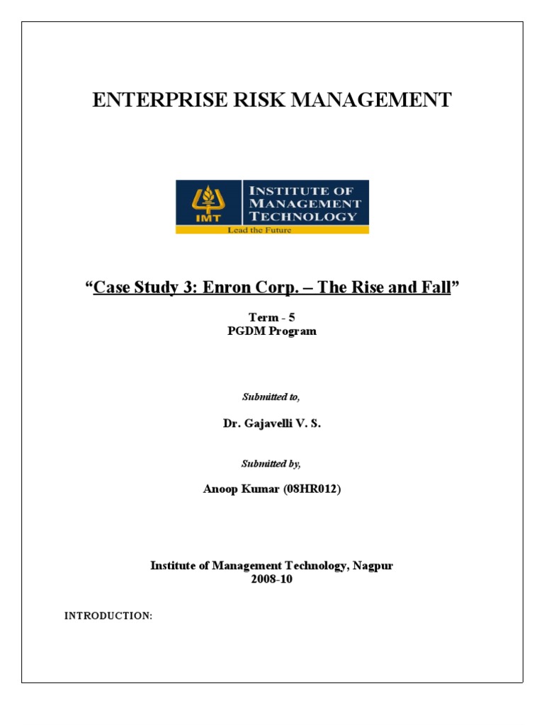 Enterprise Risk Management | PDF | Enron | Sarbanes–Oxley Act