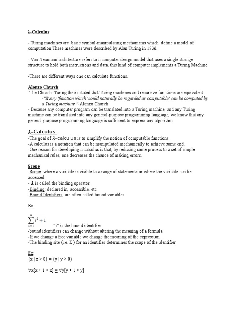 λ-Calculus: a Turing machine."-Alonzo Church | Download Free PDF ...