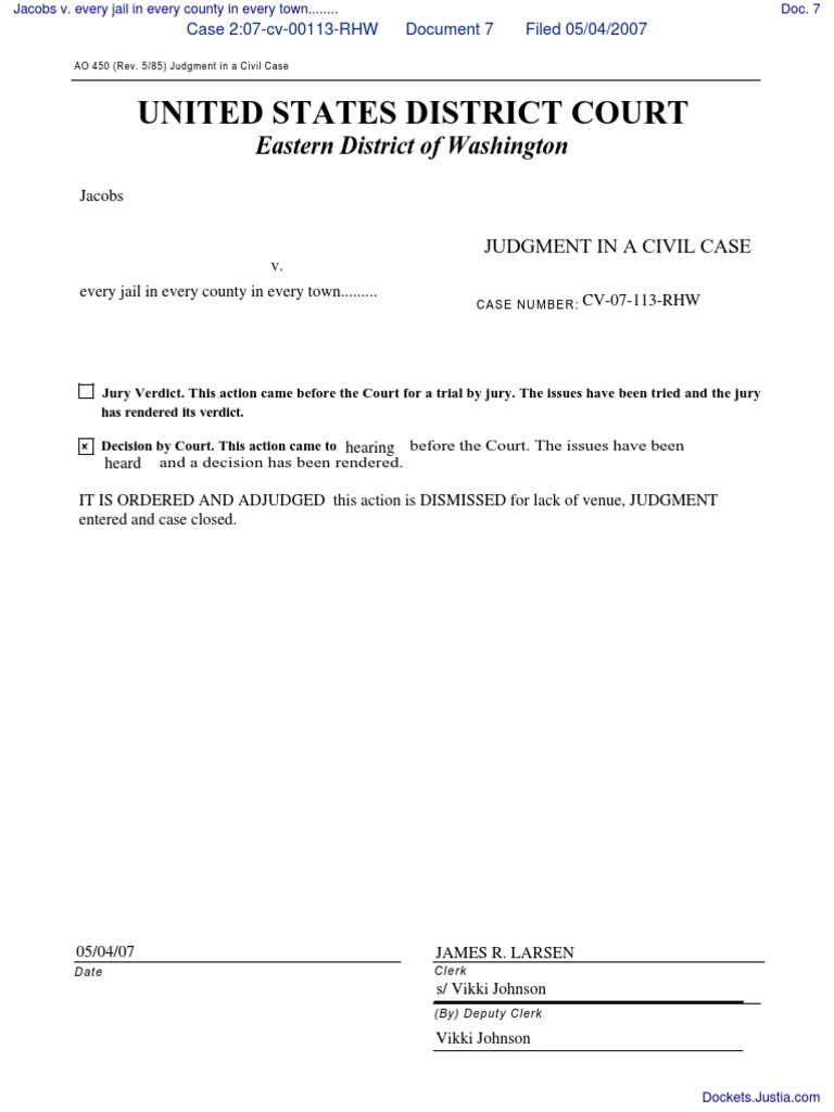 Civil Case Judgment Dismissal Notice | PDF