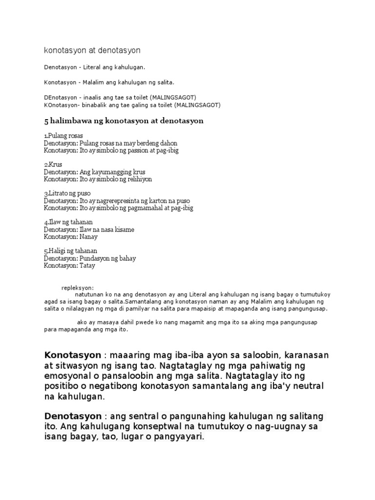 Konotasyon at Denotasyon | PDF