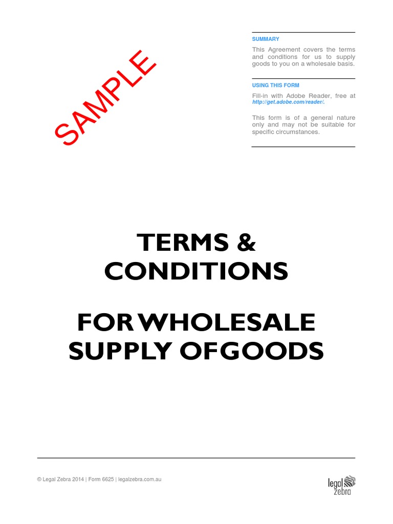 Terms and Conditions for Wholesale Supply of Goods Template Sample ...