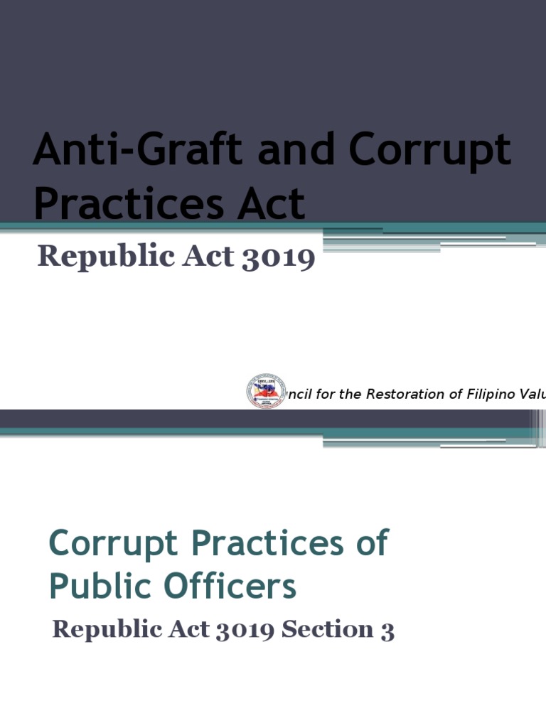 Anti-Graft and Corrupt Practices Act | Common Law | Justice