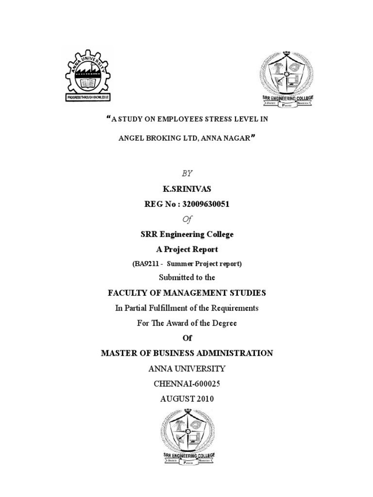 Stress Management Project | PDF | Stress (Biology) | Day Trading