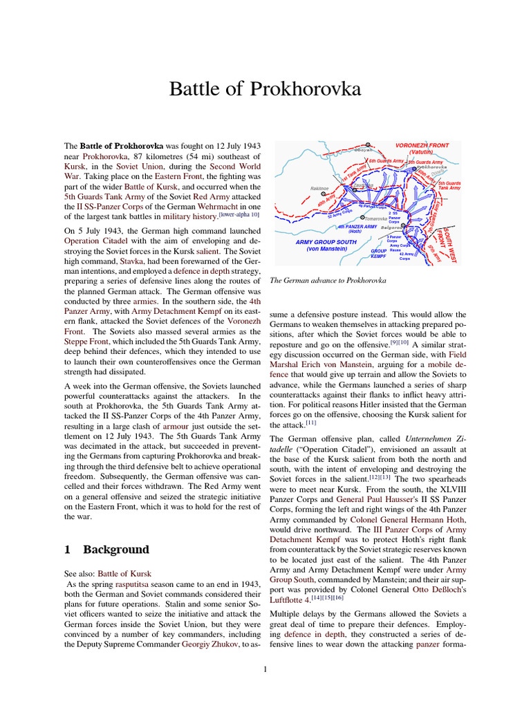 (Wiki) Battle of Prokhorovka | PDF | Battle Of Kursk | Military Units ...
