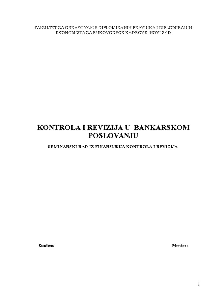 Kontrola I Revizija | PDF
