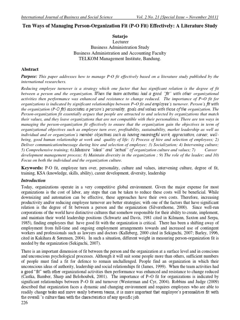 10 Ways of Managing P-O FIT | PDF | Leadership | Employment