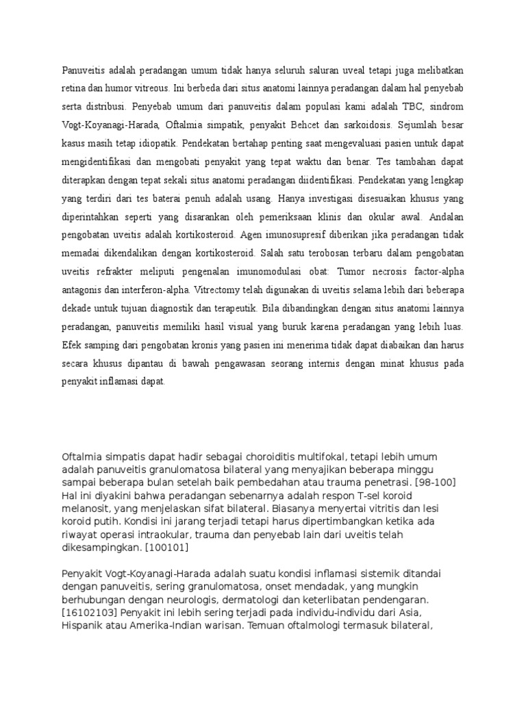 Panuveitis: Penyebab, Diagnosis, dan Pengobatan | PDF