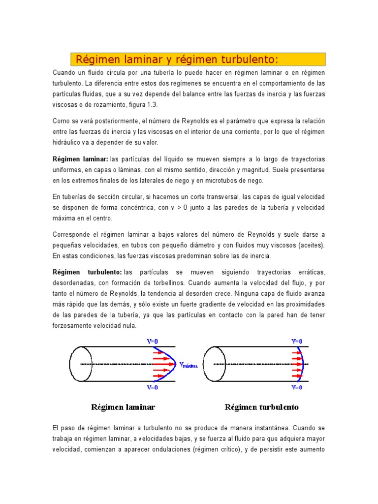 Régimen Laminar y Régimen Turbulento | Número de Reynolds | Flujo laminar