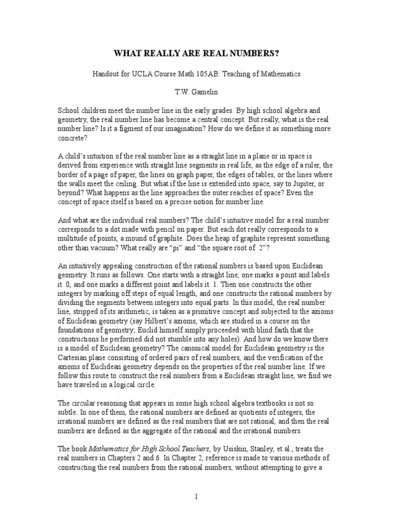 What Really Are Real Numbers? | PDF | Real Number | Field (Mathematics)