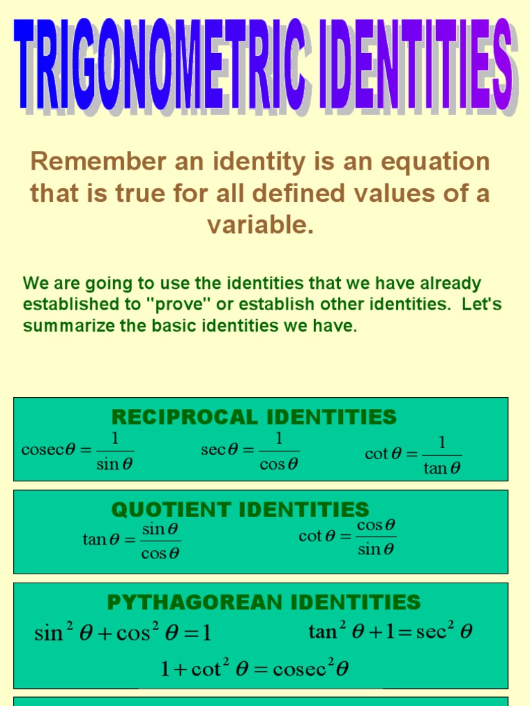 Trigonometric Identities | PDF | Trigonometric Functions | Sine