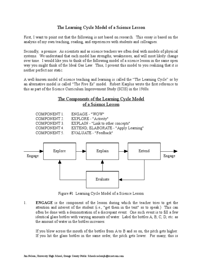 The Learning Cycle Model of A Science Lesson | PDF | Magnetism | Concept