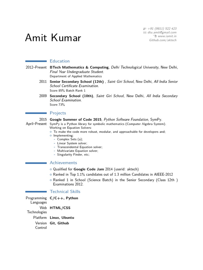 Amit Kumar CV | PDF | Business | Technology & Engineering