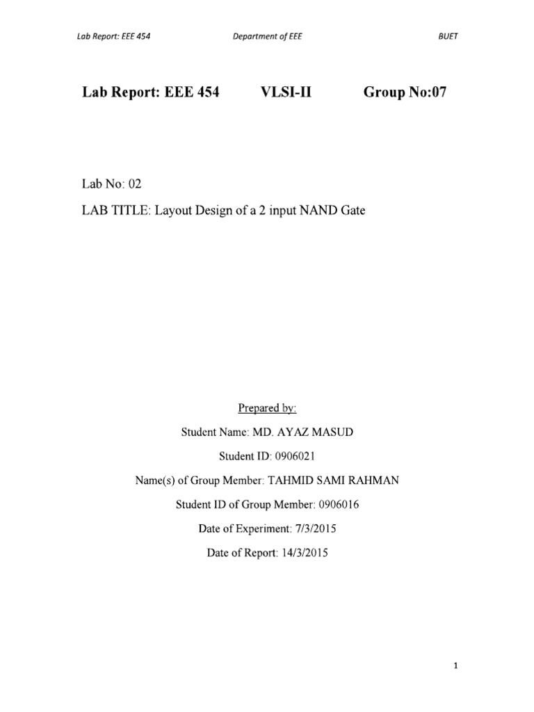Layout Design of 2 Input NAND Gate | PDF