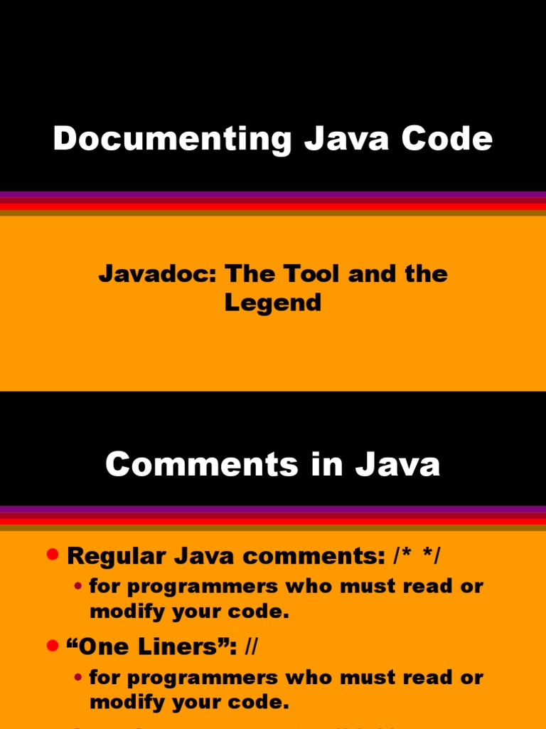 Documenting Java Code: Javadoc: The Tool and The Legend | PDF | Computer Data | Areas Of ...