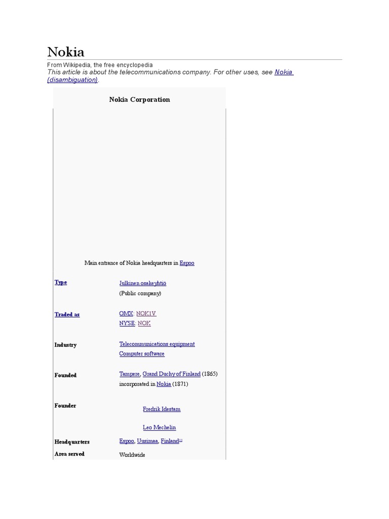 Nokia Corporation | PDF | Nokia | Telecommunications