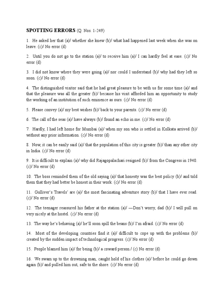 Spotting Errors Pdf 