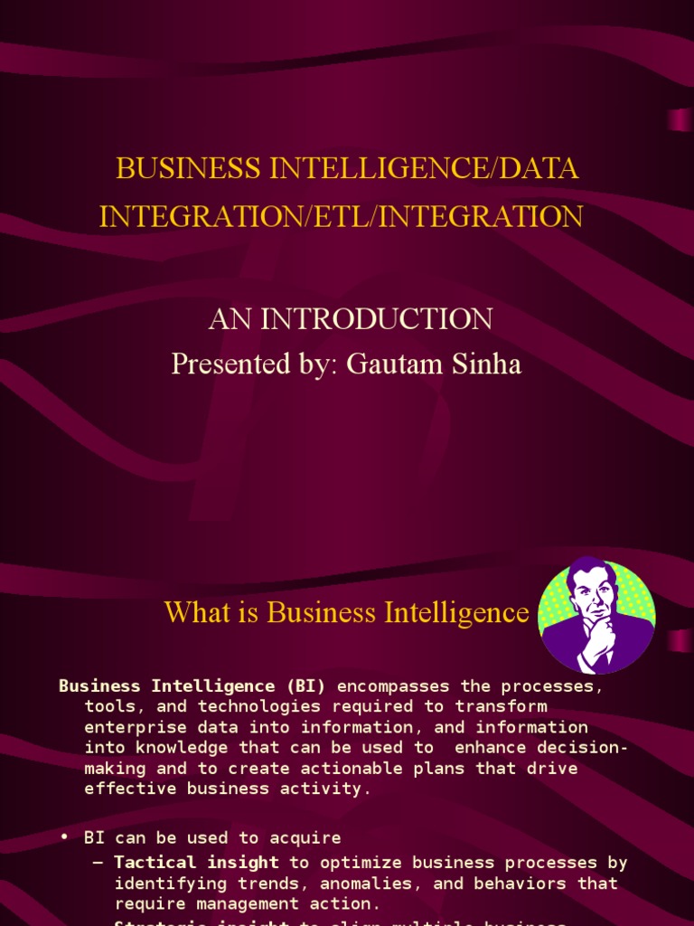 Business Intelligence/Data Integration/Etl/Integration: An Introduction ...