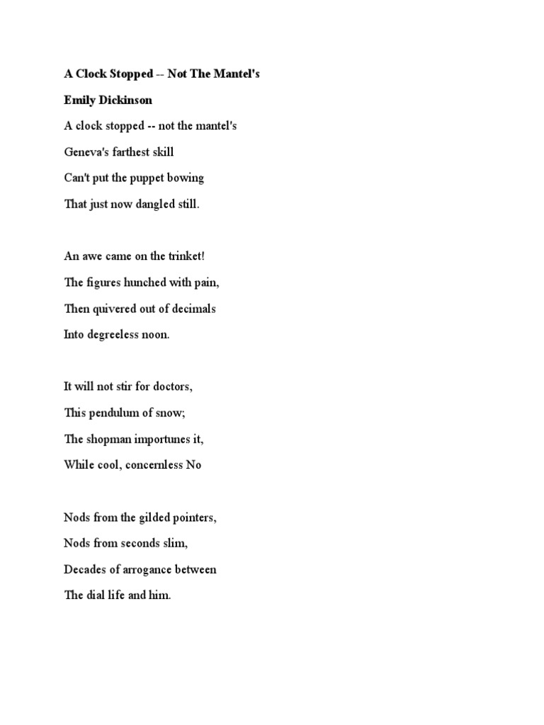 A Clock Stopped - Not The Mantel's Emily Dickinson | PDF