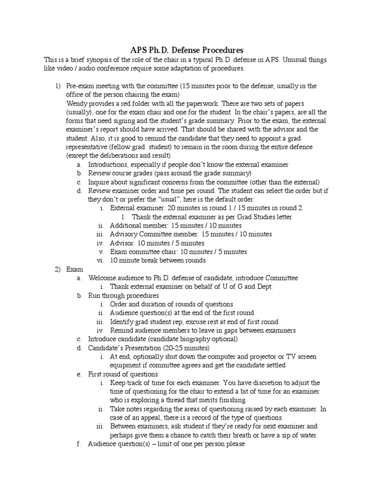 Defence Procedures | PDF | Thesis | Doctor Of Philosophy